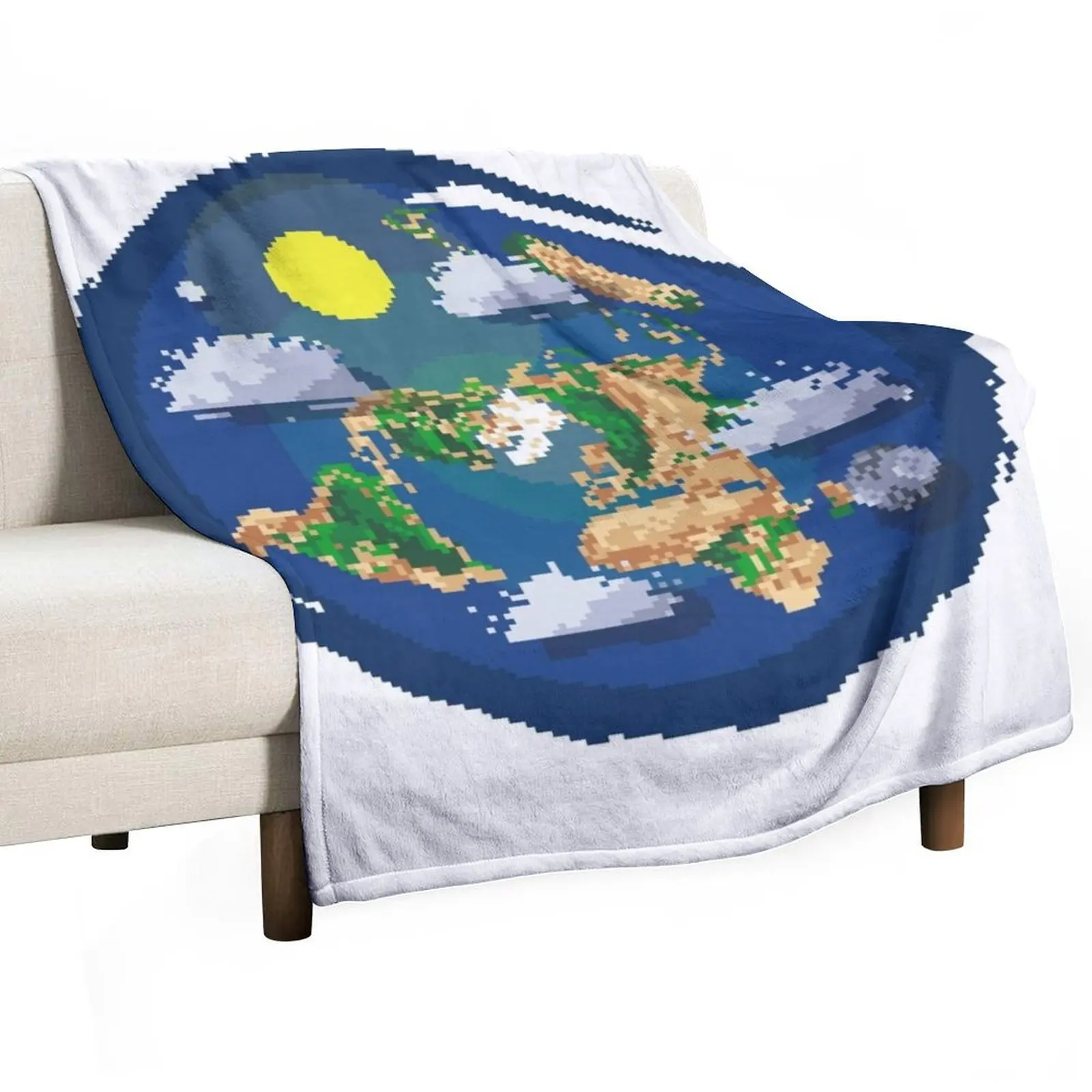 Flat Earth Map Pixel Art (clear backround) Throw Blanket Bed Thin Hairys Single Blankets ...