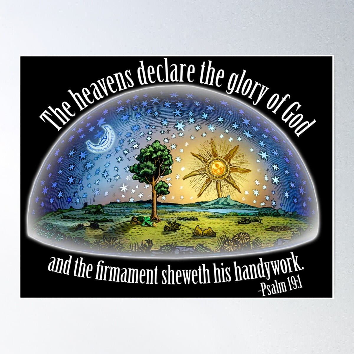 Flat Earth - Psalm 19:1 (The Firmament) Black Poster Wall Art, Modern ...