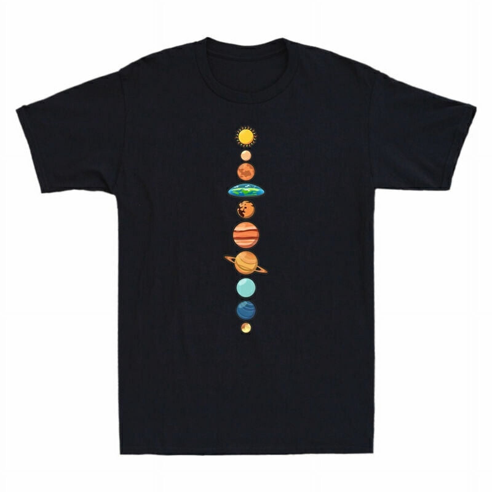 Flat Earth Society Shirt Planet Solar System Earth Is Flat Men's Cotton ...