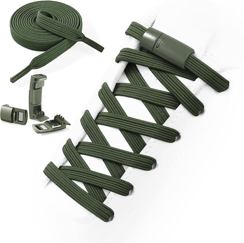 Flat Elastic No Tie Shoe Laces for Sneakers, Stretch Tieless Shoelaces ...