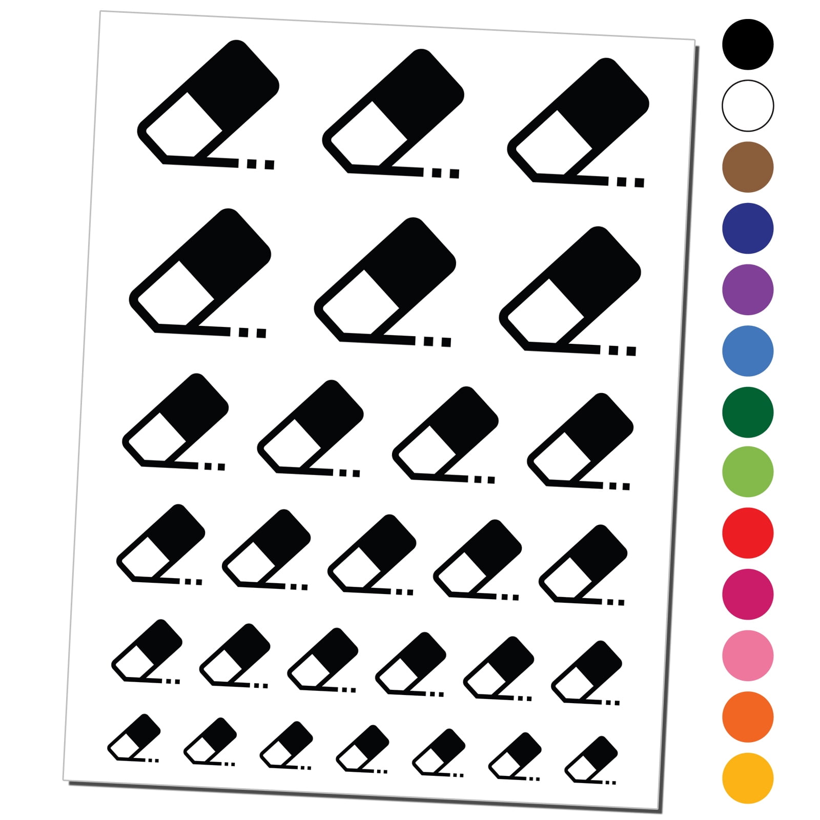 Flat Eraser Icon Homework School Water Resistant Temporary Tattoo Set ...