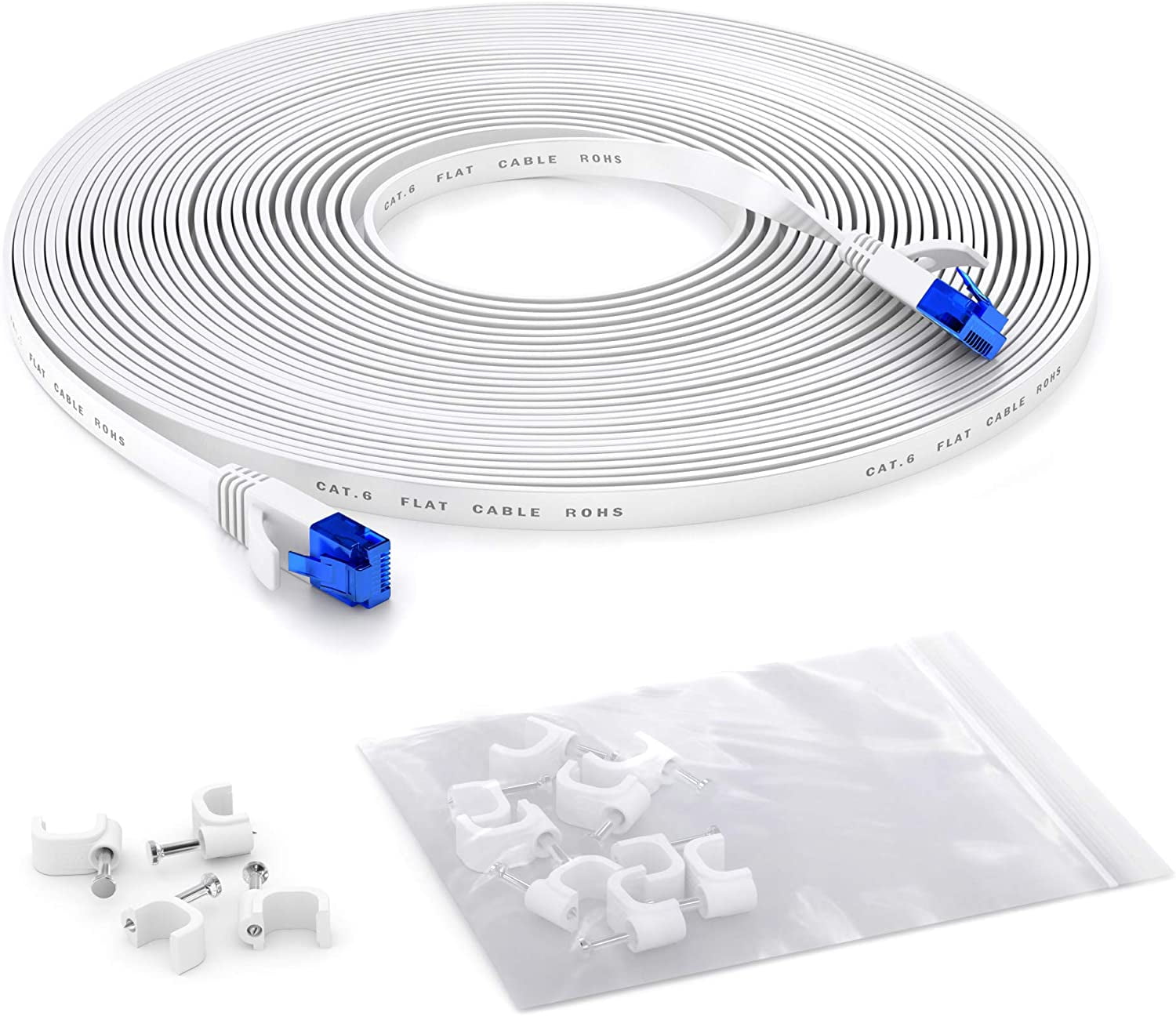 Flat Ethernet cable with break-proof design, internet/LAN cable – 100ft ...