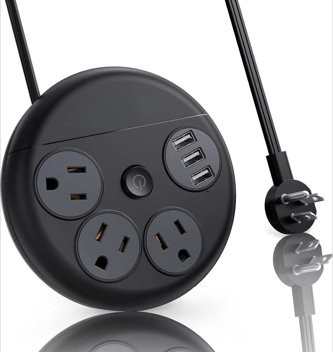 Travel Power Strip,3 USB Ports and 3 Outlets, Long Extension Cord Flat ...