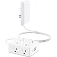 Flat Extension Cord with Outlet Cover, Flat Plug Power Strip with 8 ...