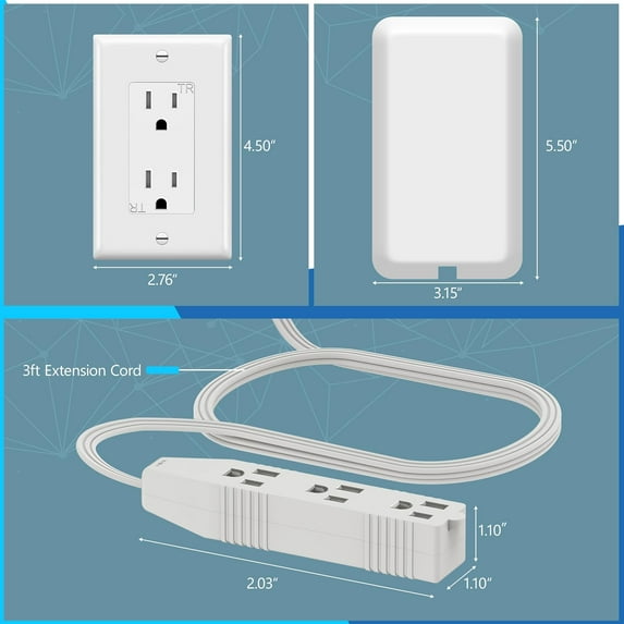 Flat-Face Outlet Extender with 3 Receptacles, Ultra-Thin Wall Plate ...