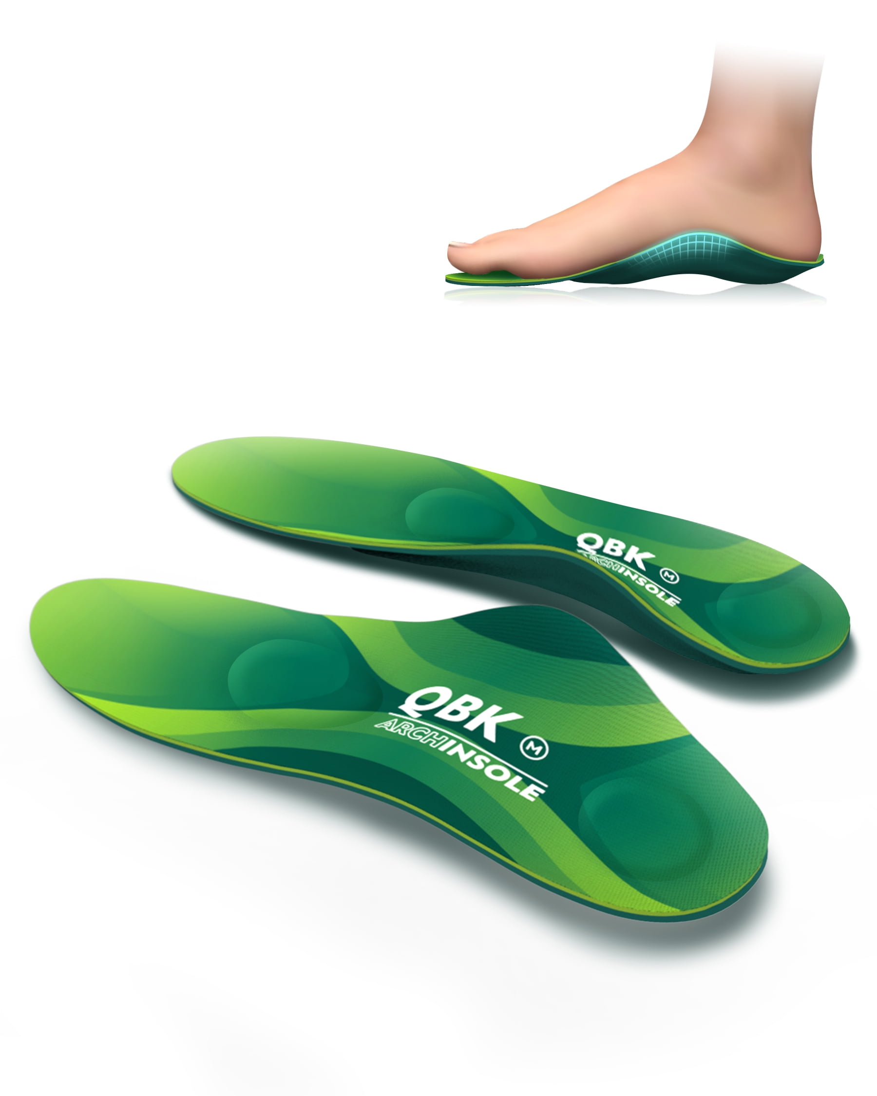 Flat Feet Insoles, QBK Arch Support Insoles for Plantar Fasciitis ...