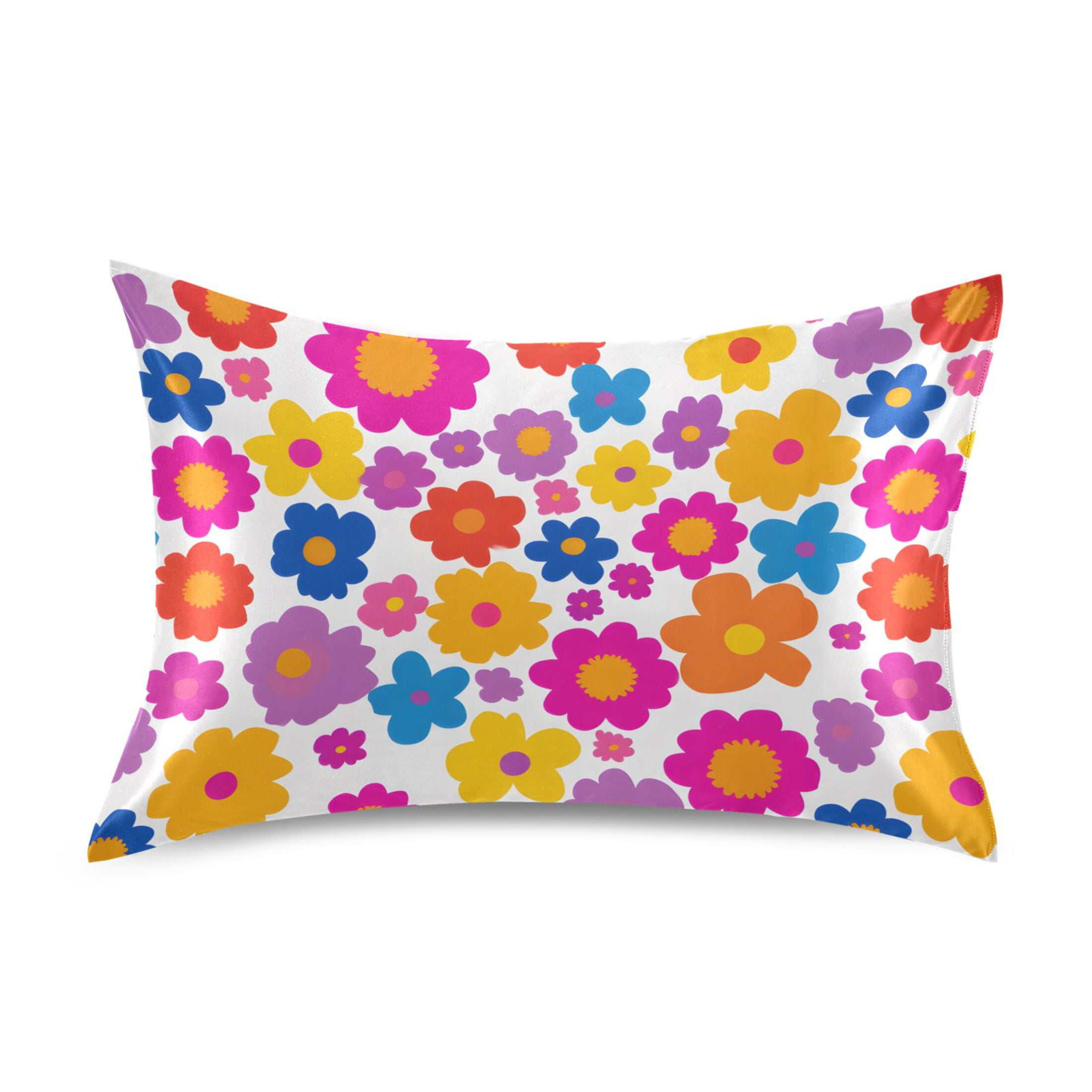 Flat Flower Pattern Pillowcase Queen Size Luxury Silky Soft Wrinkle ...