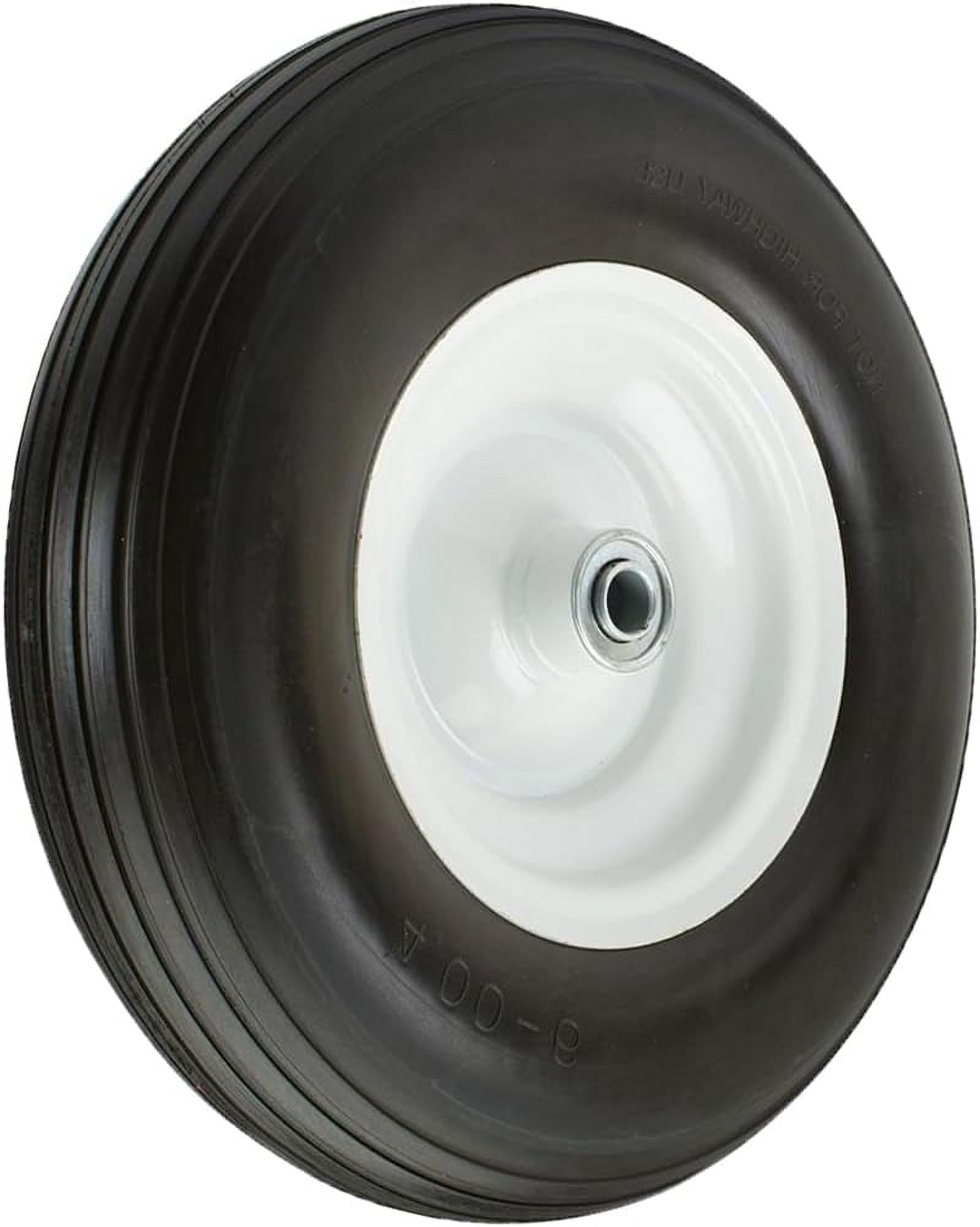 Flat Free 4.80/4.00-8 Tire and Wheel 1 inch Bore, 3"-6" Centered Hub,16 ...
