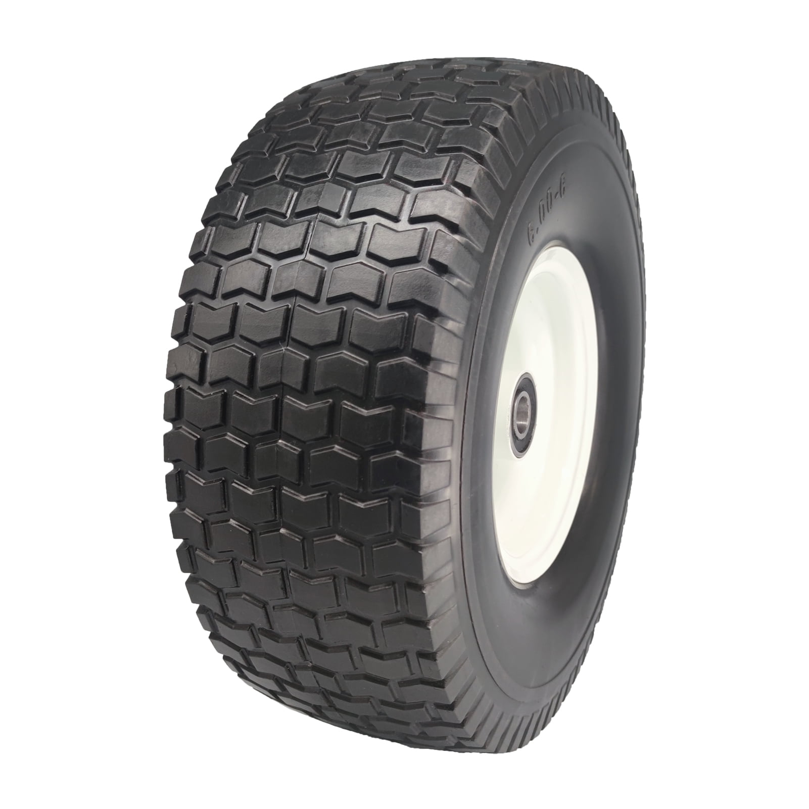 Flat Free Lawn Mower Tires 15x6.00-6 with 3/4 & 5/8 Bearings, 3" Center ...
