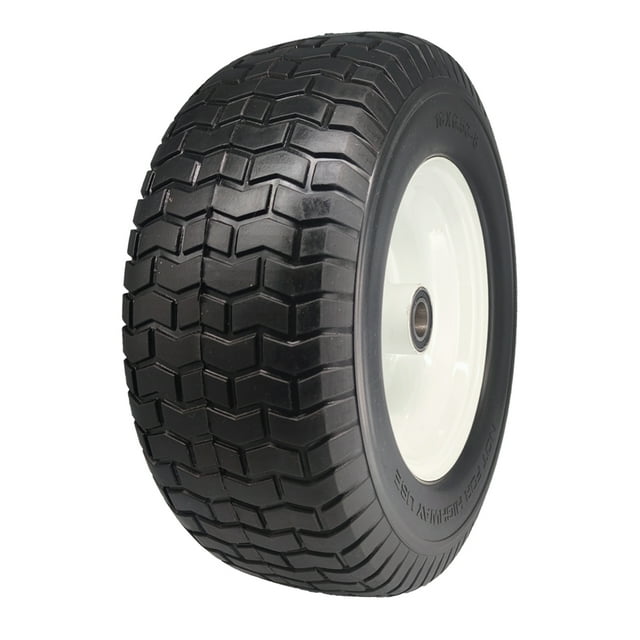 Flat Free Lawn Mower Tires 16x6.50-8 with 1inch Bearings, 3" Center Hub ...