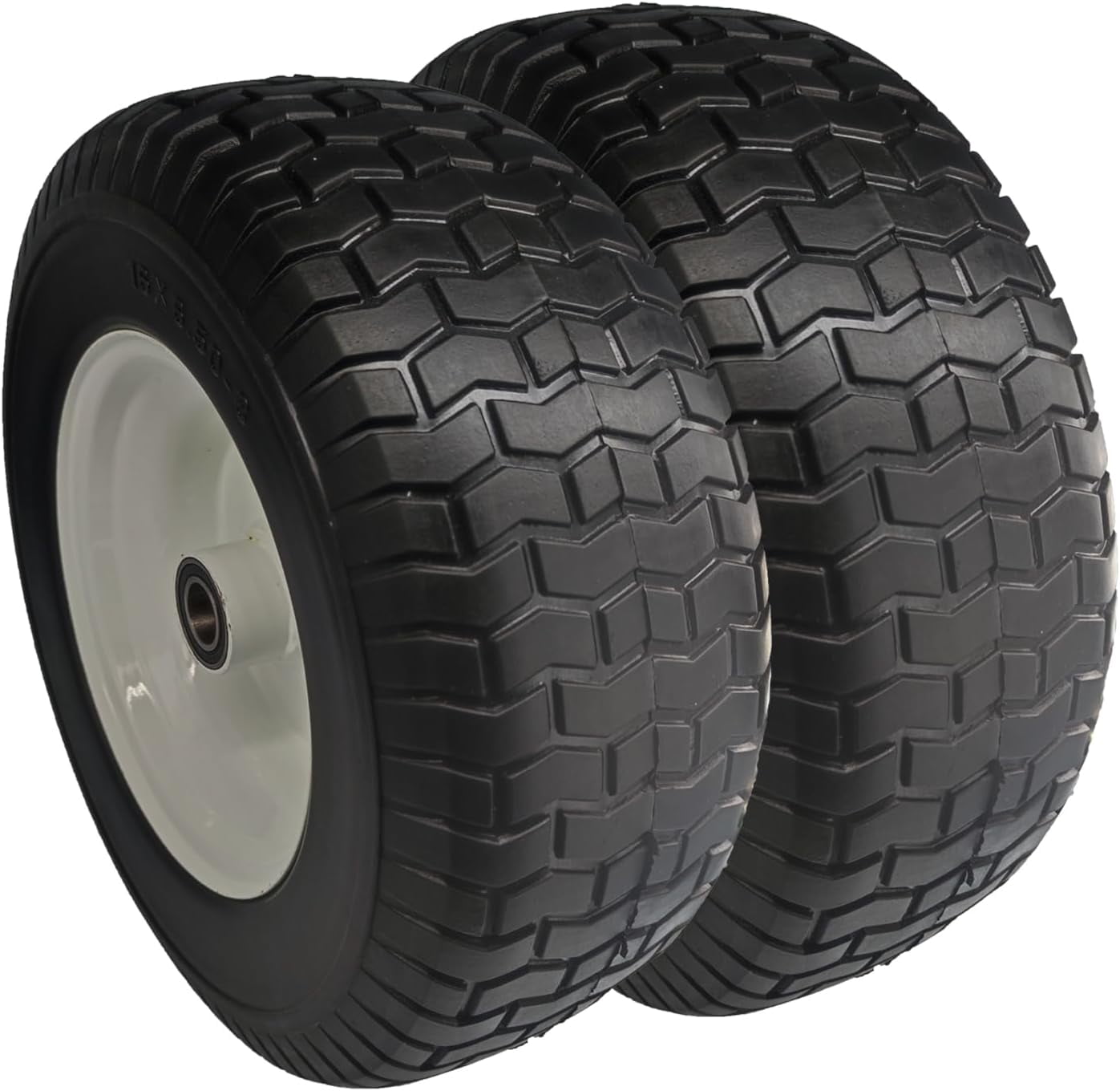 Flat Free Tires 16x6.50-8 with 1 inch Bearings, 3" Hub 16 inch Lawn ...