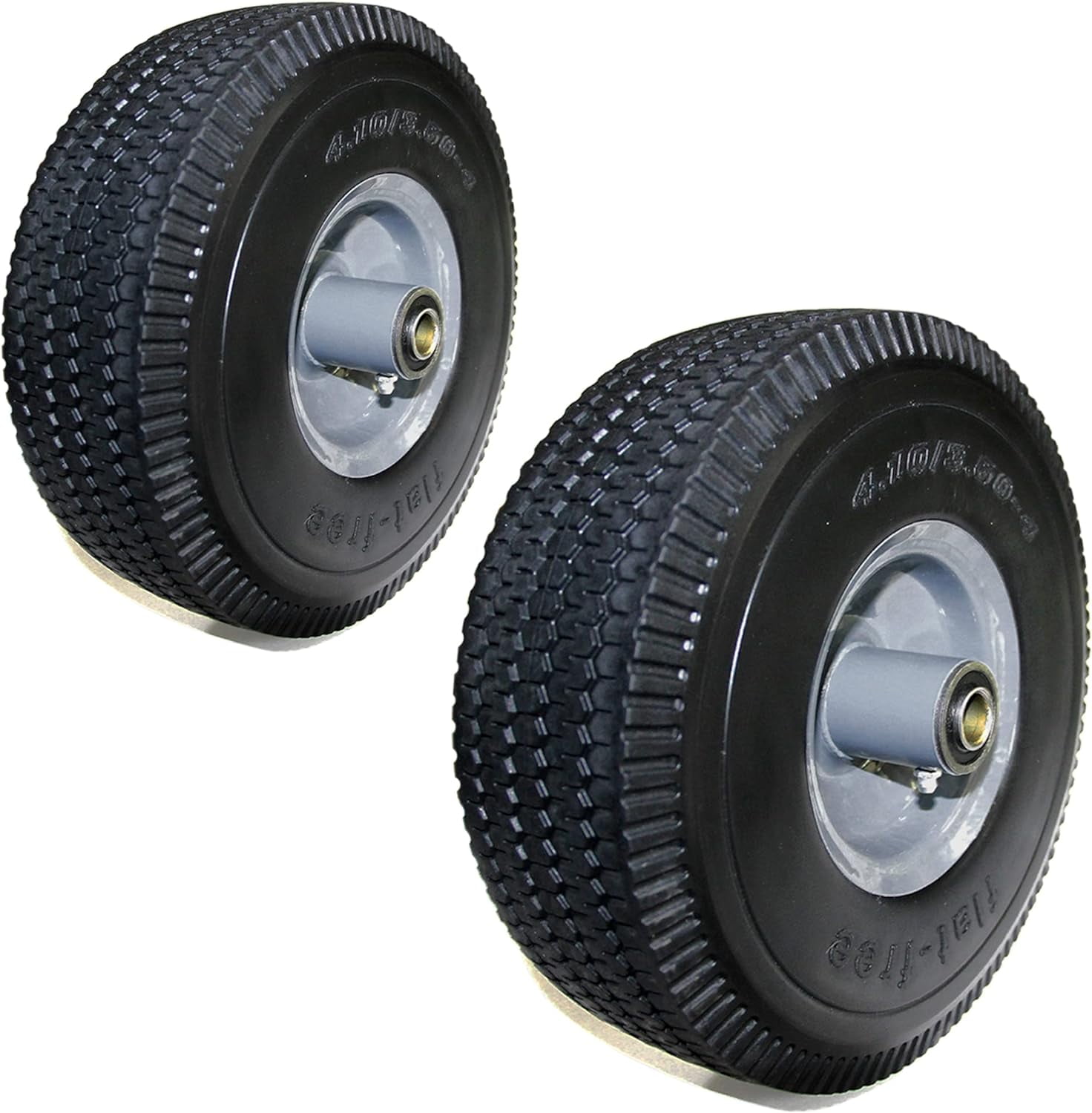 Flat-Free Tires 4.10/3.50-4 Solid Rubber Tire And Wheel Assemblies 5/8 ...