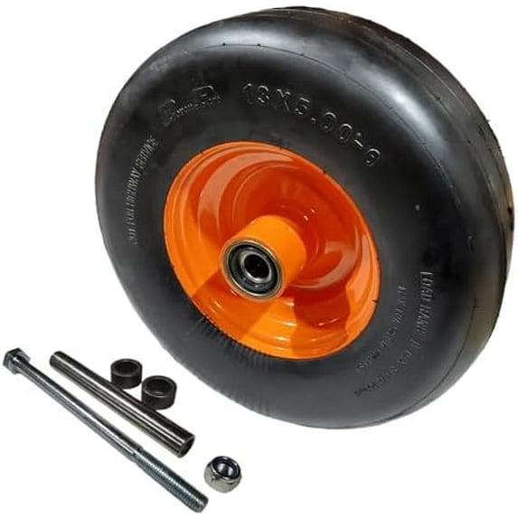 Flat Free Wheel Assembly 13X5X6, Fits Scag Turf Tiger, Orange, Metal ...
