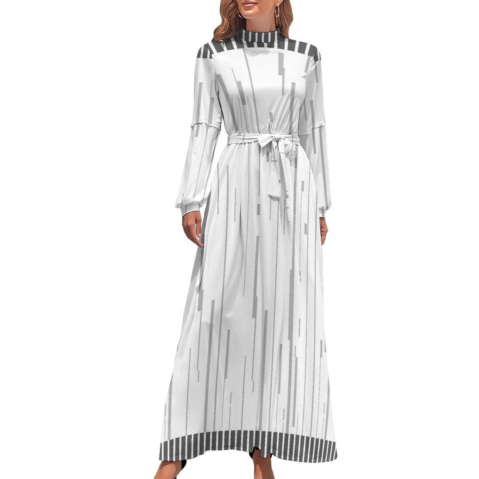 Flat Geometric Pattern Abstract Textures Long Dress Women's Summer ...
