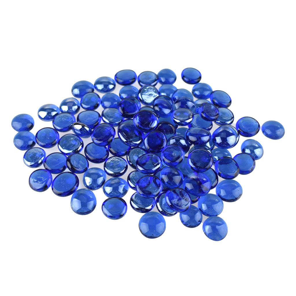 Blue Flat Glass Marble Gems, 15-Ounce for Vases Decor, Decorative ...