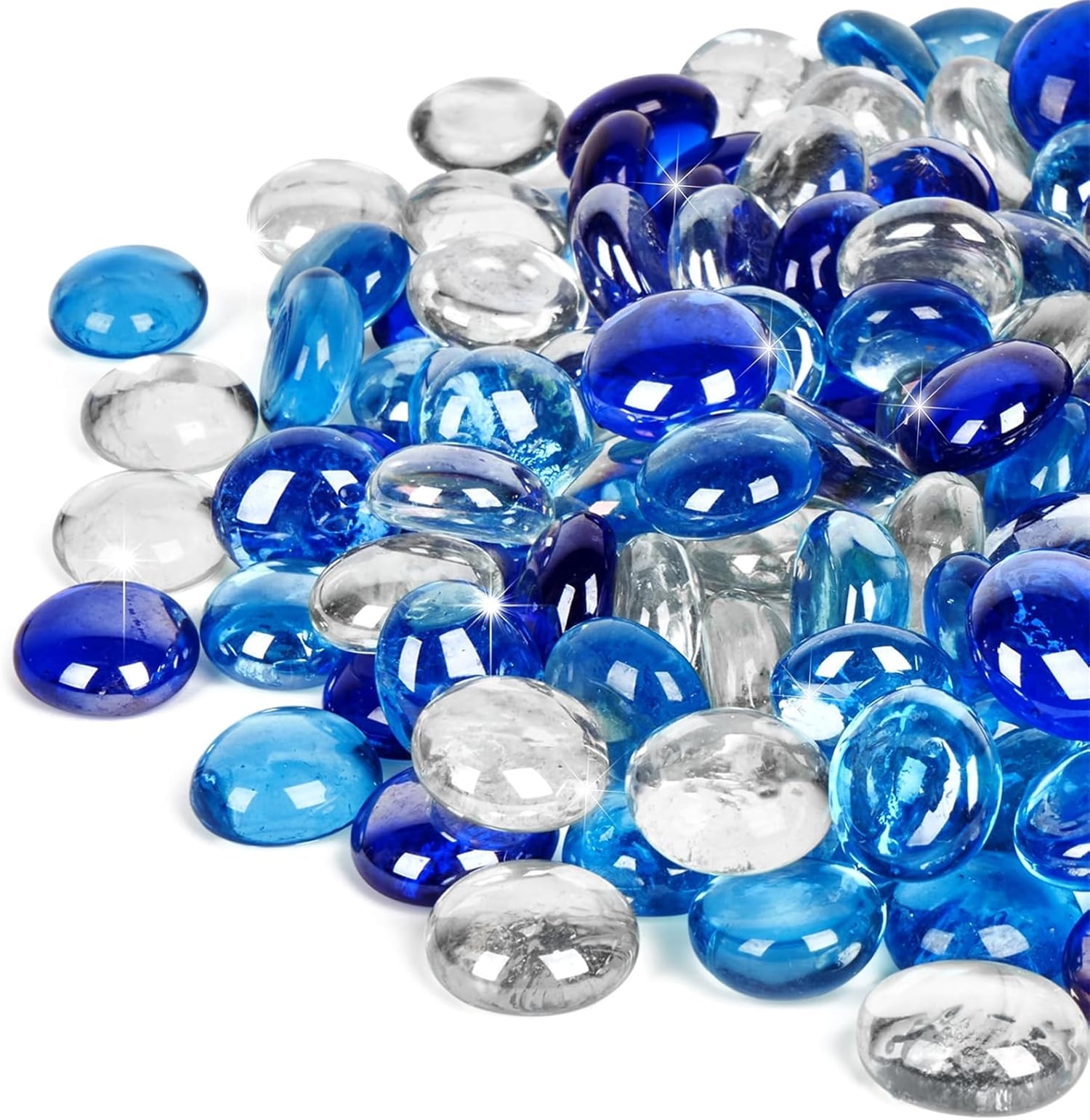 Flat Glass Marbles Blue Mixed Gemstone Vase Fillers Beads Glass Beads ...