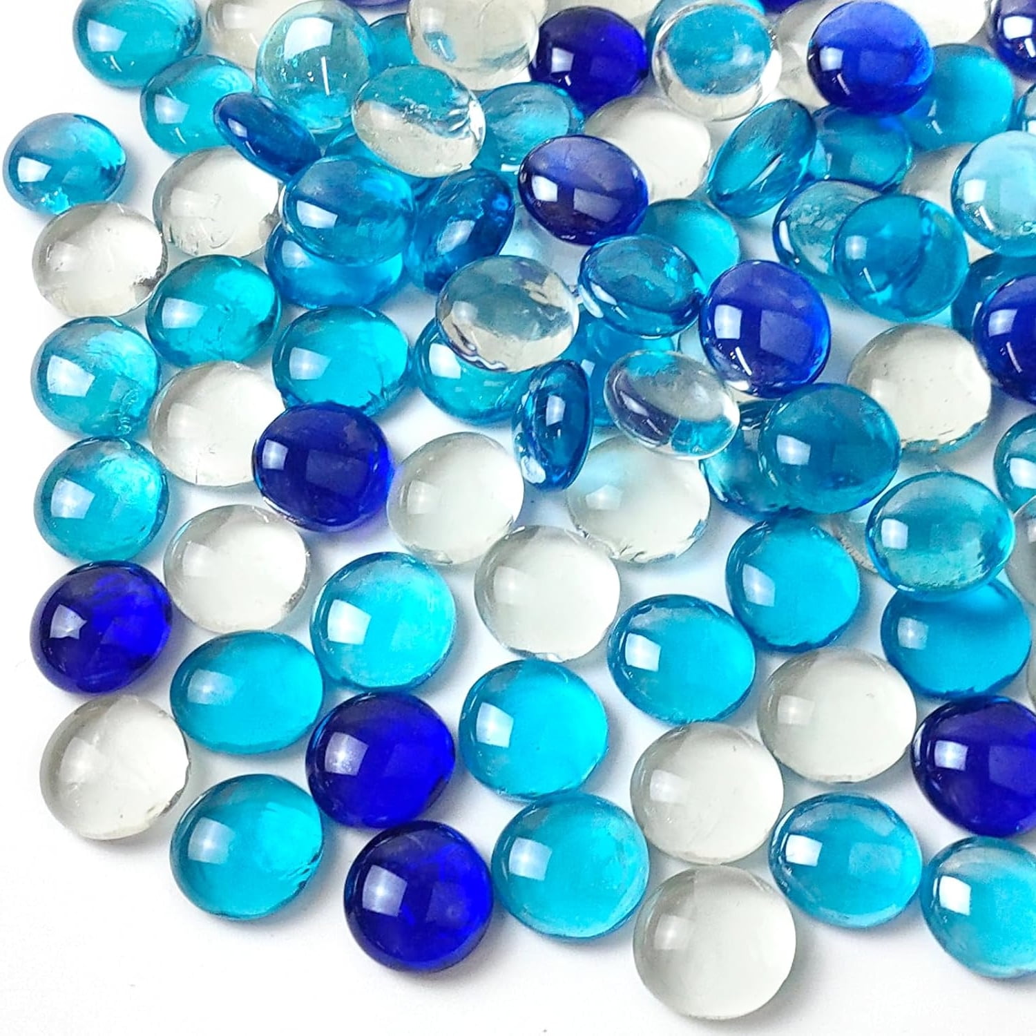 Flat Glass Pebbles for Vase, Glass Gem Stones for Aquarium, Decorative ...