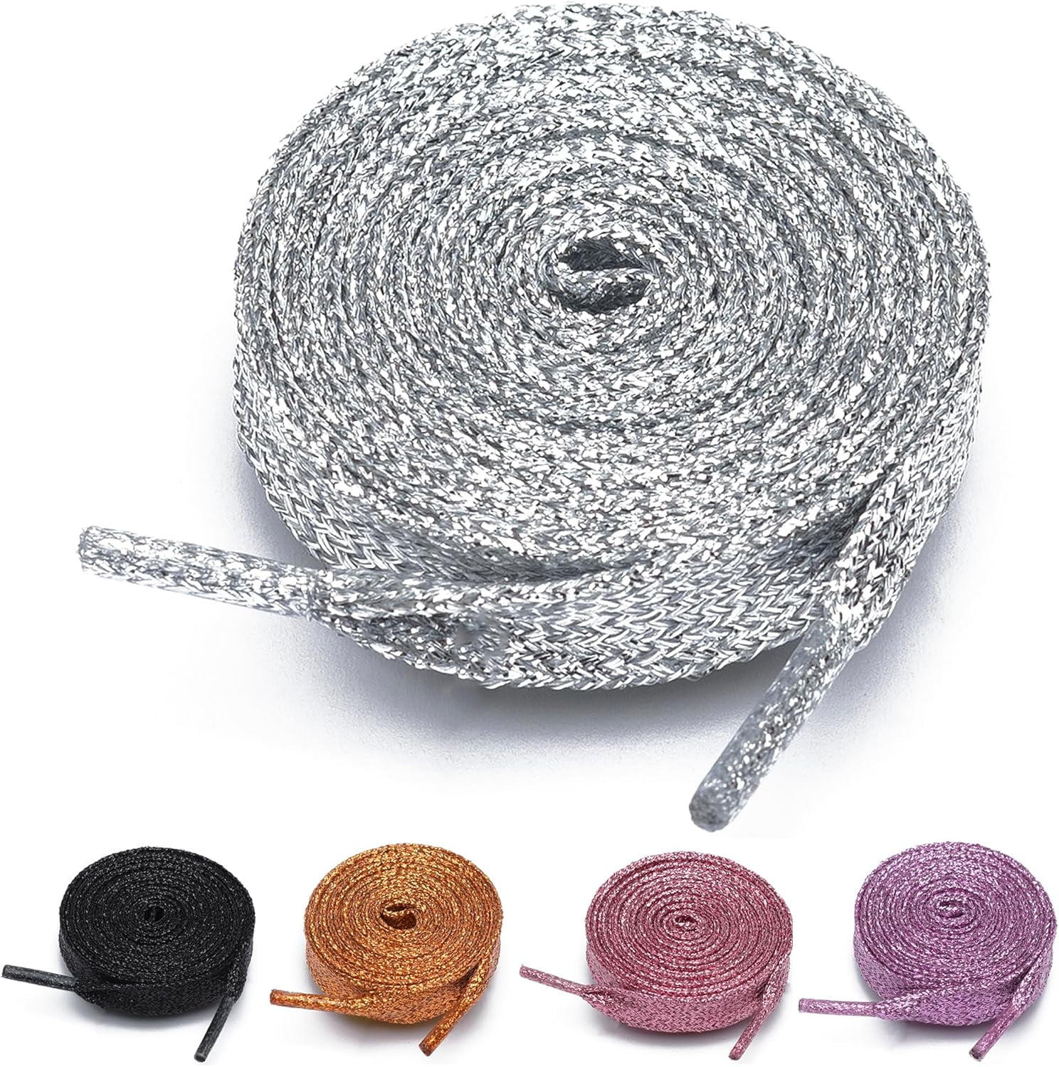 Flat Glitter Metallic Shoe Laces Bling Sparkle Sparkly Shoelaces For Sneakers Canvas Boot Sequin ...