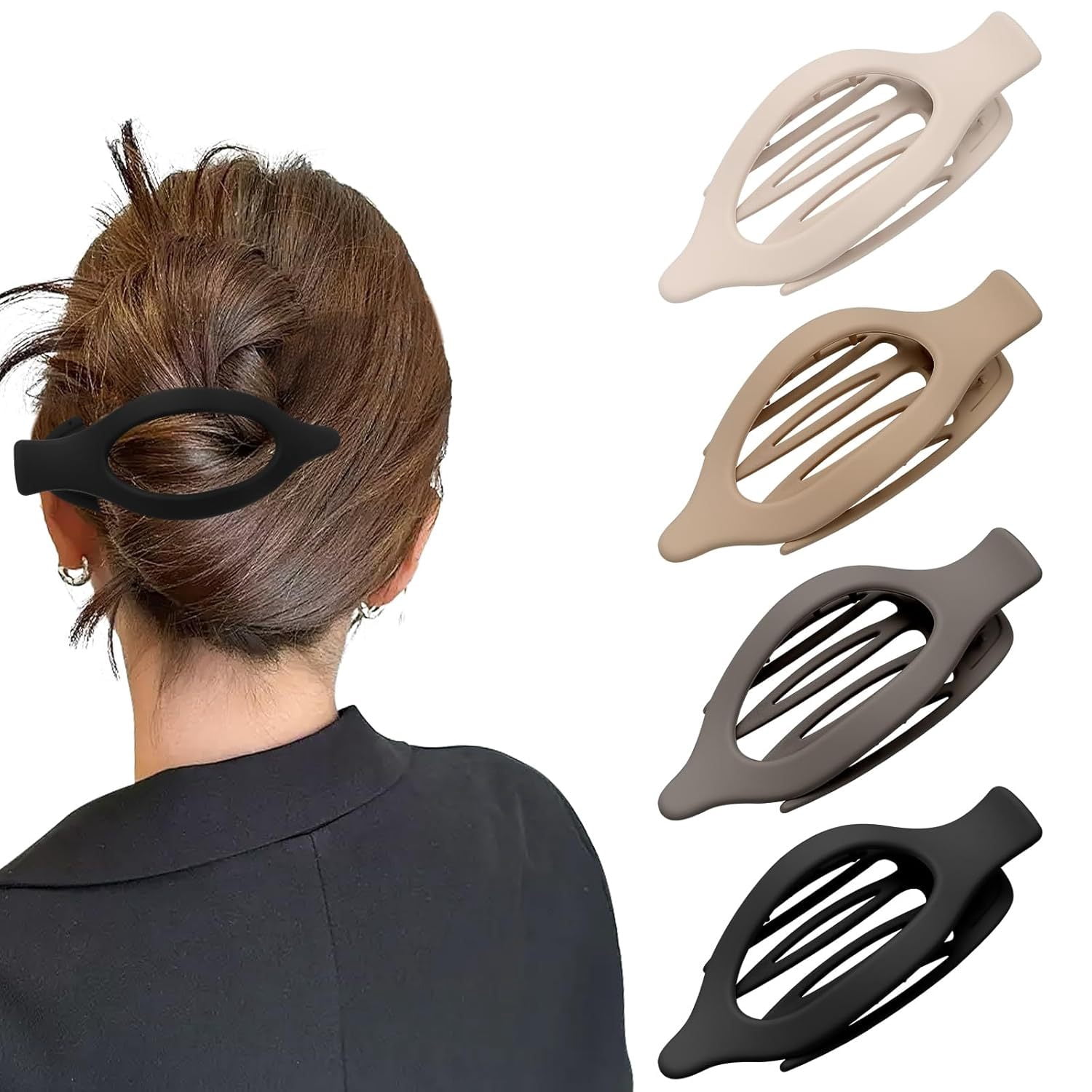 Flat Hair Claw Clips for Women 4Pcs Large Hair Clip for Thick Thin Hair ...