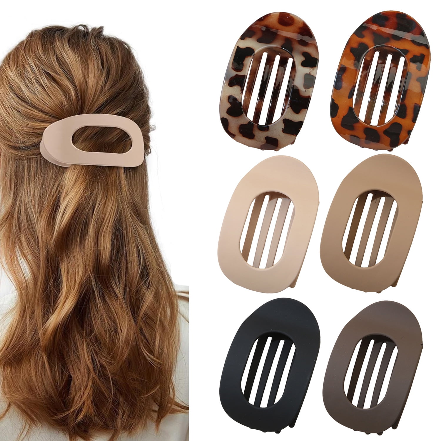 Flat Hair Claw Clips for Women Girls, French Strong Hold Hair Barrettes ...