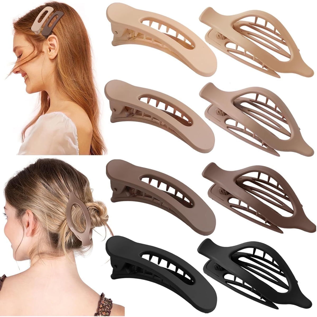 Flat Hair Clips 8 PCS French Claw Clips Strong Hold for Women Girls ...