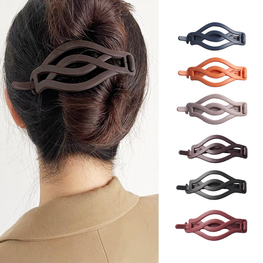 Flat Hair Clips | French Flat Round Resin Buckle Barrettes for Thick or ...