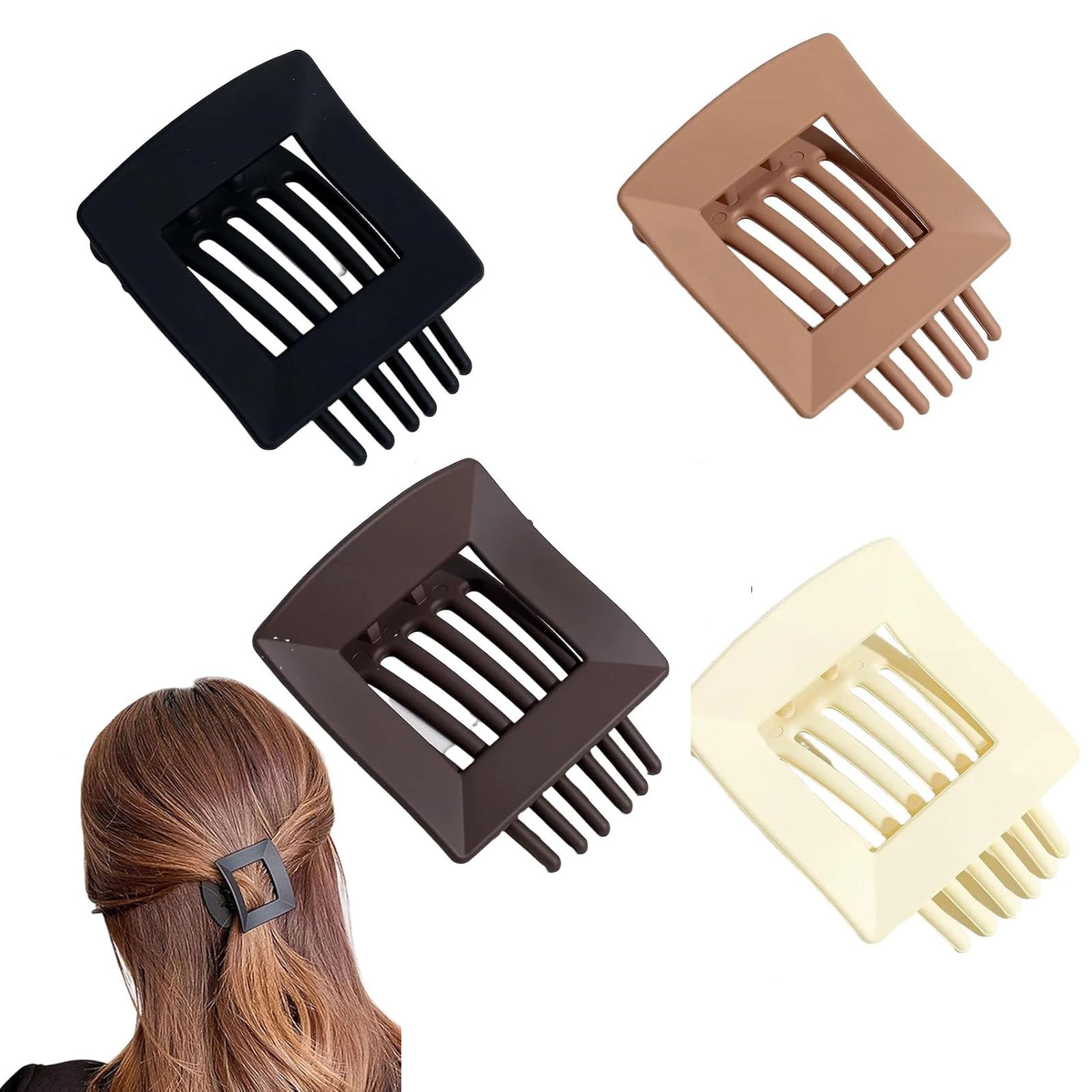 Flat Hair Clips for Women and Girls,High-end hollow square hair clip ...
