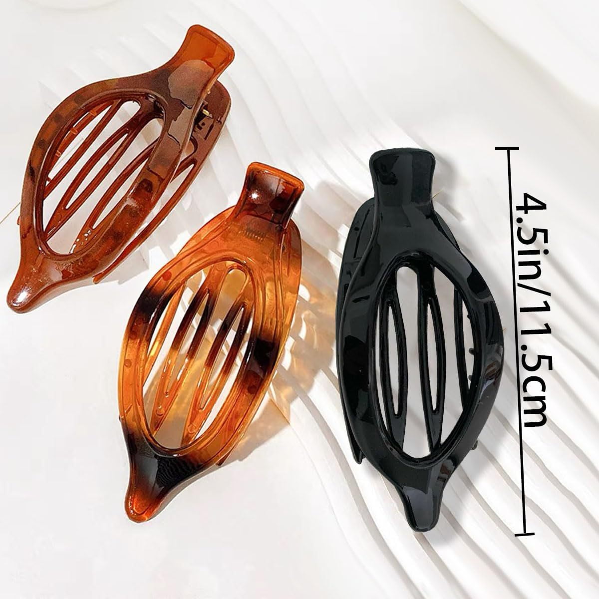 Flat Hair Clips for Women, 3 Pack French Concord Claw Clips for Thick ...