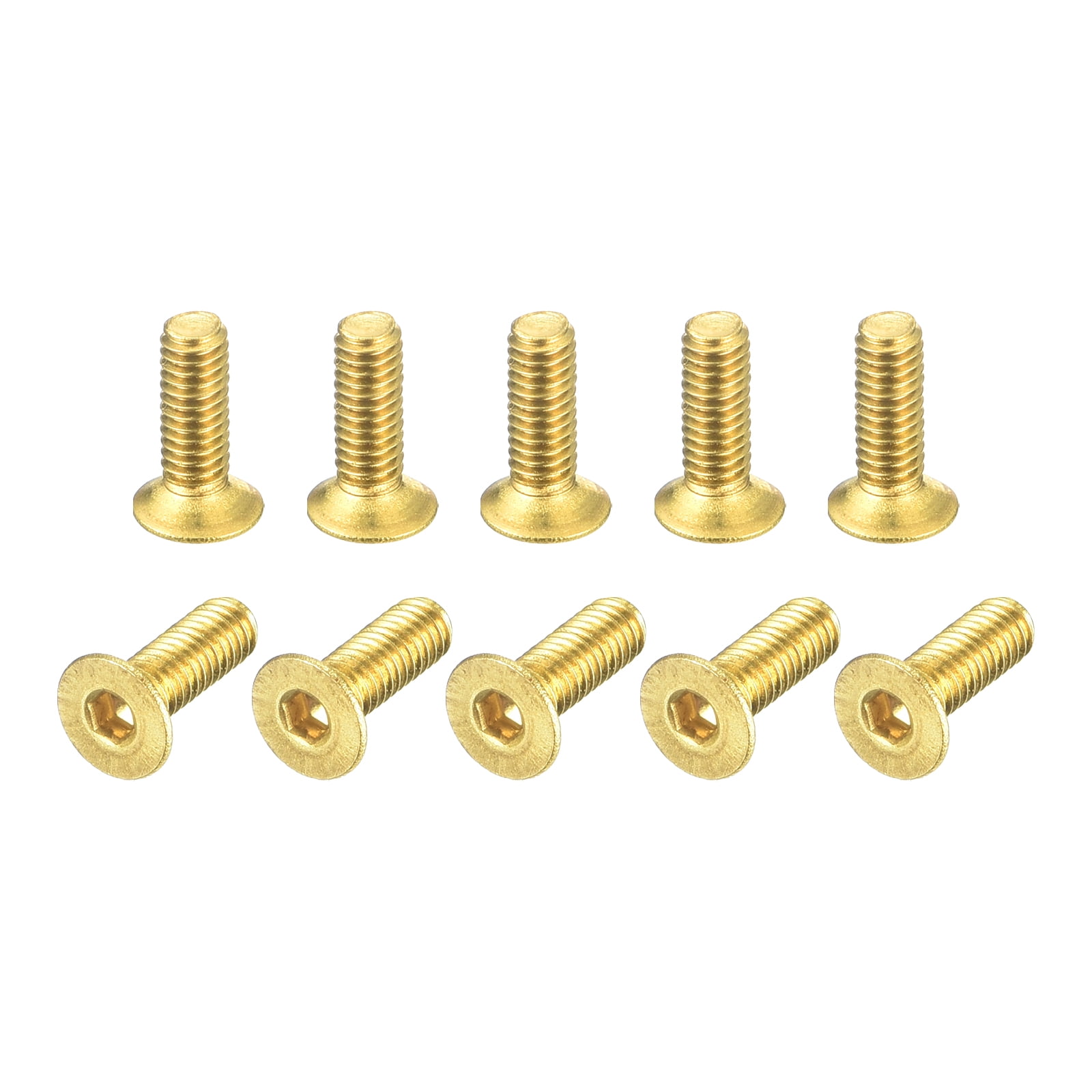 Flat Head Socket Cap Screws, M2.5-0.45 x 8mm Brass Inner Hex Drive Fasteners Bolts 50Pack ...