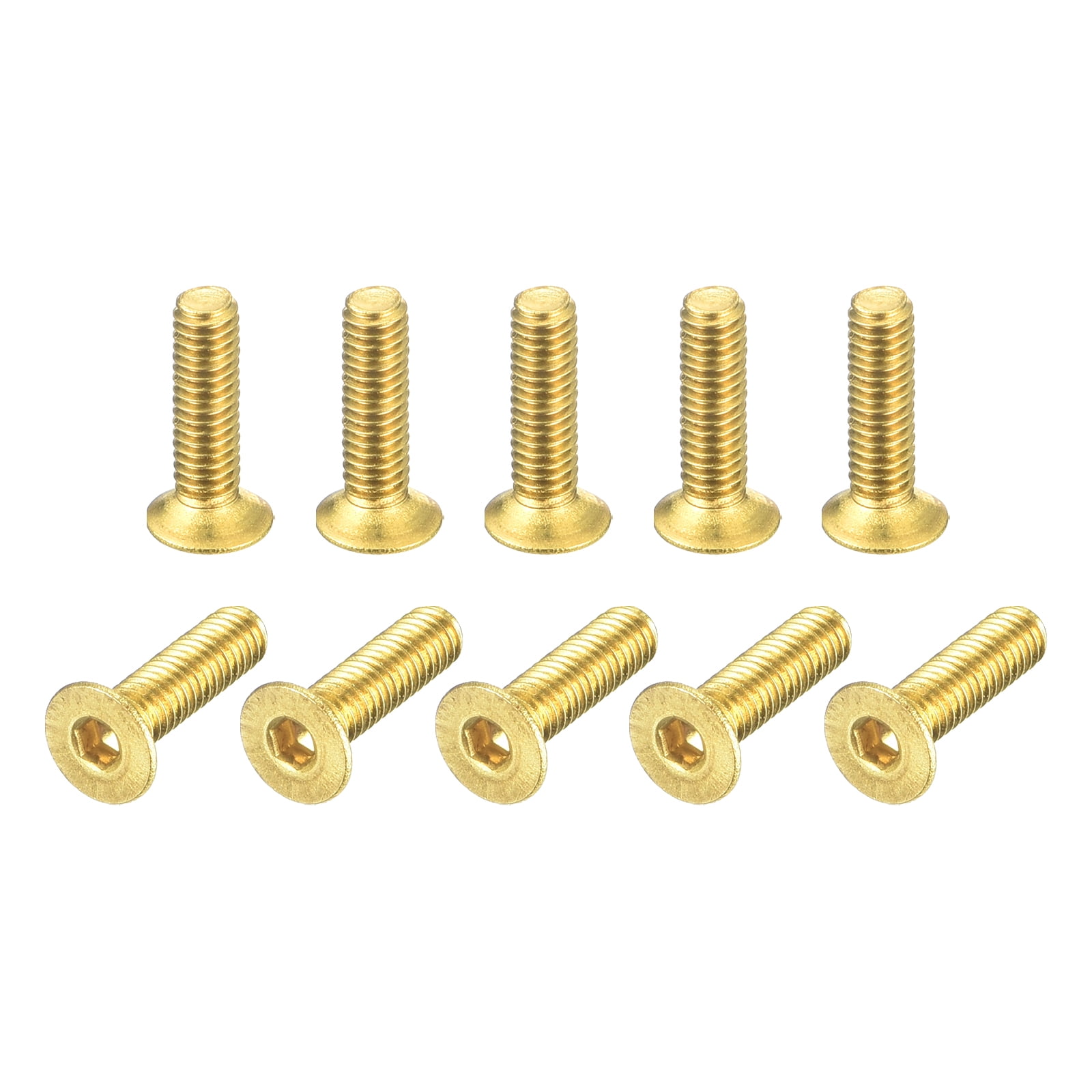 Flat Head Socket Cap Screws, M2.5-0.45x10mm Brass Inner Hex Drive ...