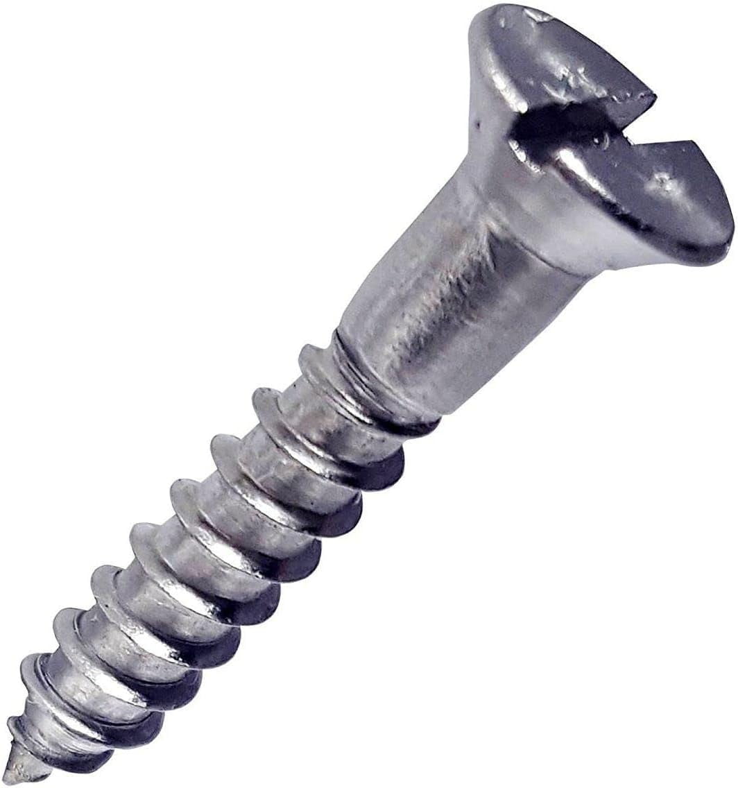 Flat Head Wood Screws Stainless Steel Slotted Drive 1" 25 Pcs - Walmart.com