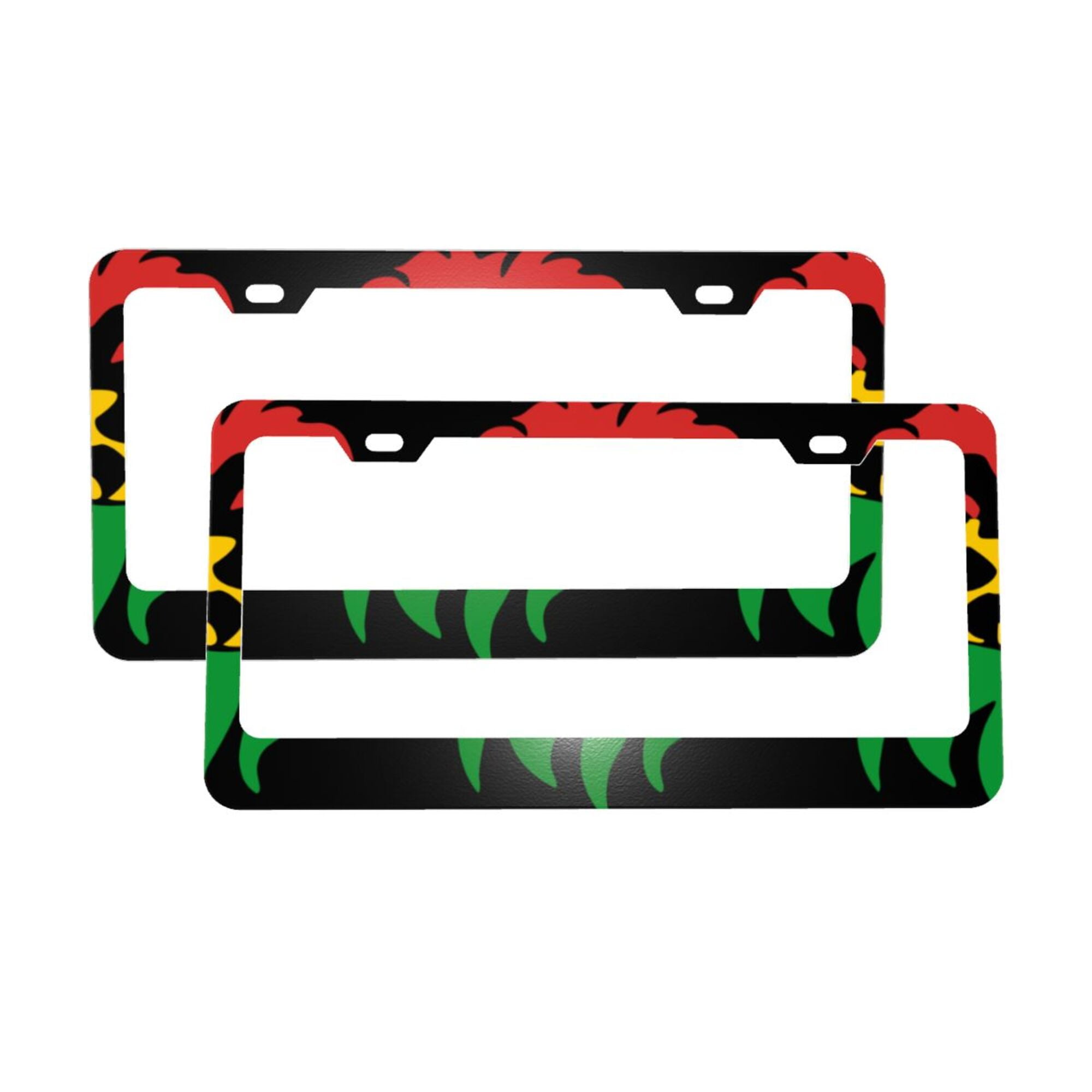 Flat Hole License Plate Frames Funny Cute For Rasta Lion Jamaican Flag ...