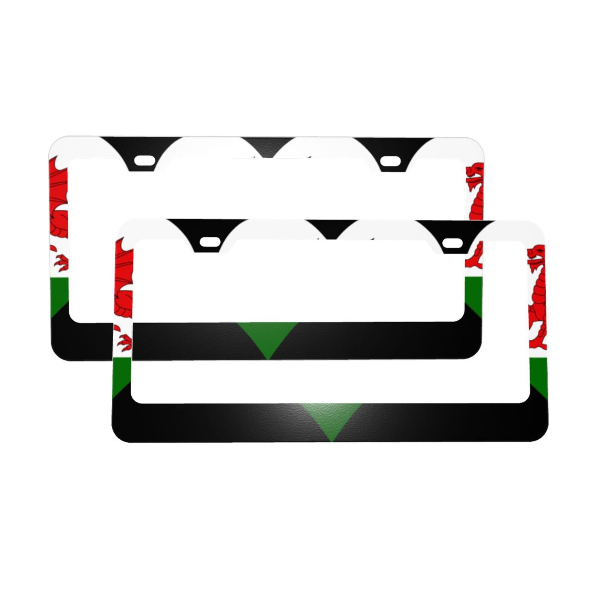 Flat Hole License Plate Frames Funny Cute For Welsh Dragon Flag ,2 Pcs ...