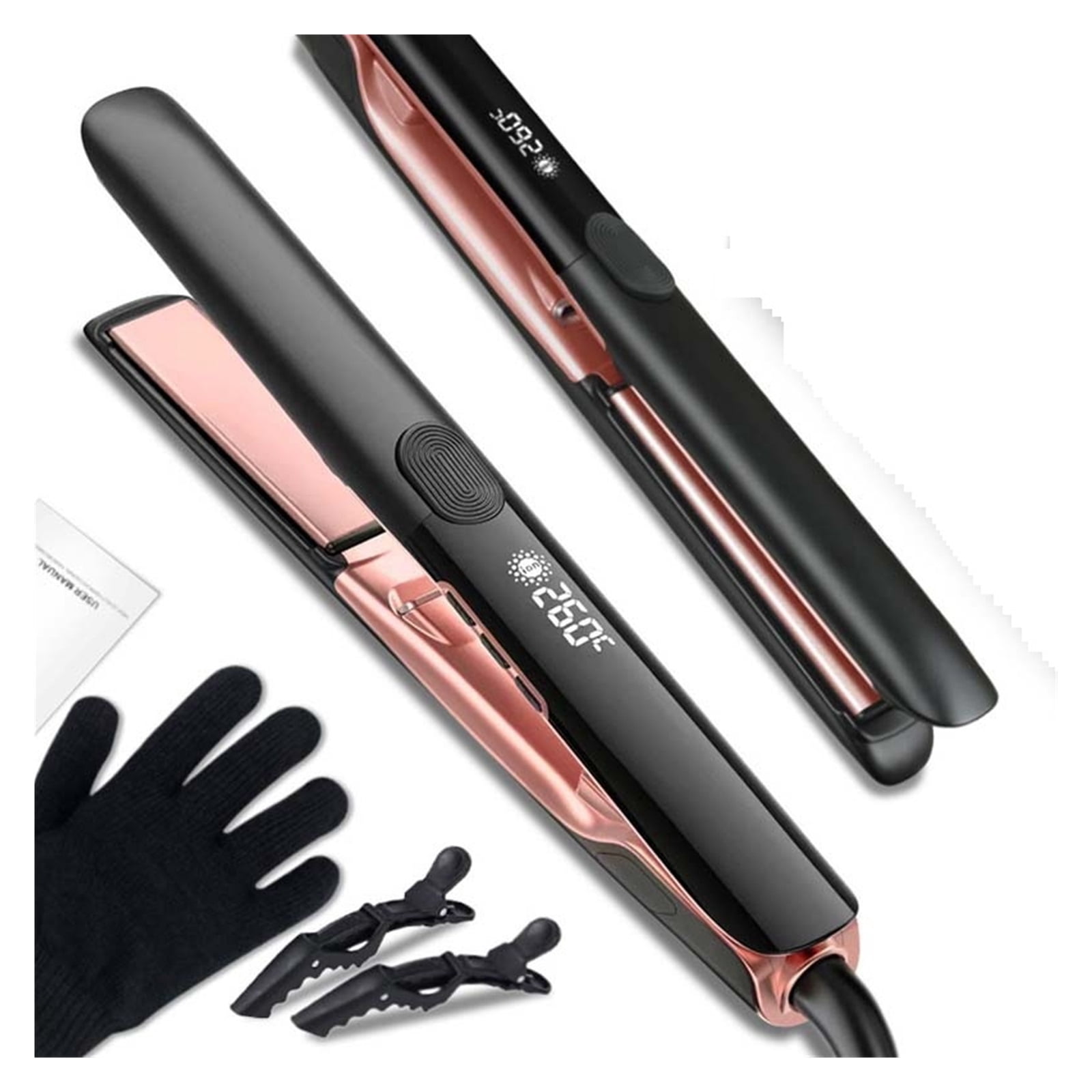 Flat Iron Negative Ceramic Hair Straightener Electric Fast Heat-Up ...