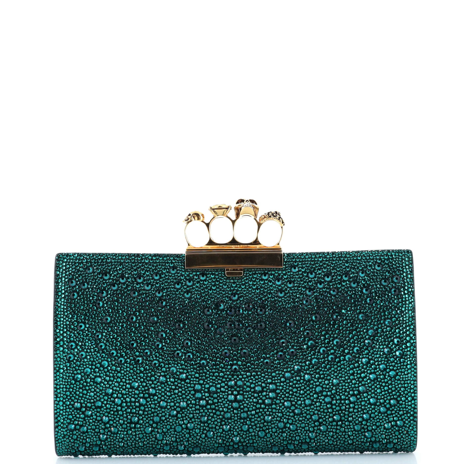 Pre-Owned Flat Knuckle Clutch Crystal Embellished Satin Medium By Rebag ...