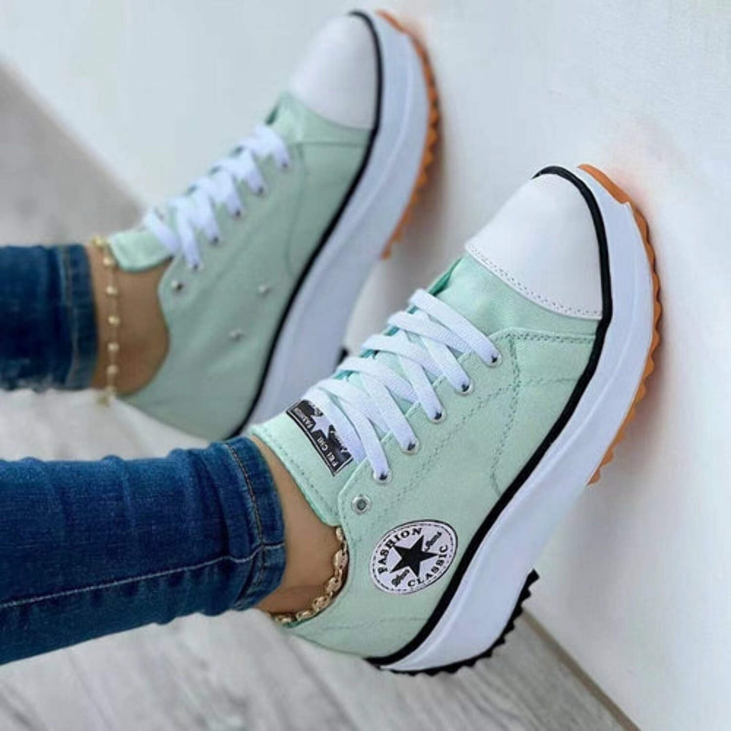 Flat Lace-Up Sneakers - Walmart.com