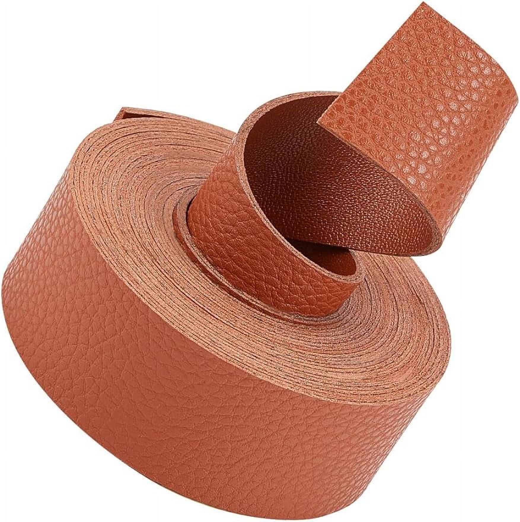 Flat Light Brown Leather Strap Double Sided Leather Strip Lychee ...