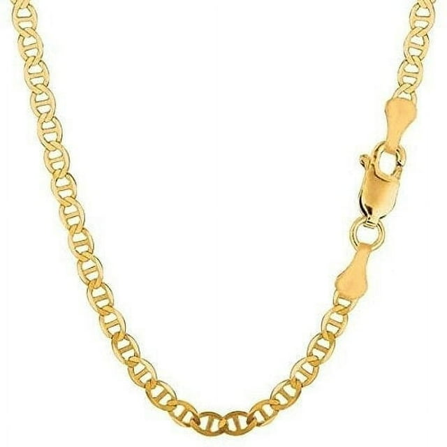 Flat Mariner/Marina 3MM Chain Necklace Men Women Teens Children 18K ...