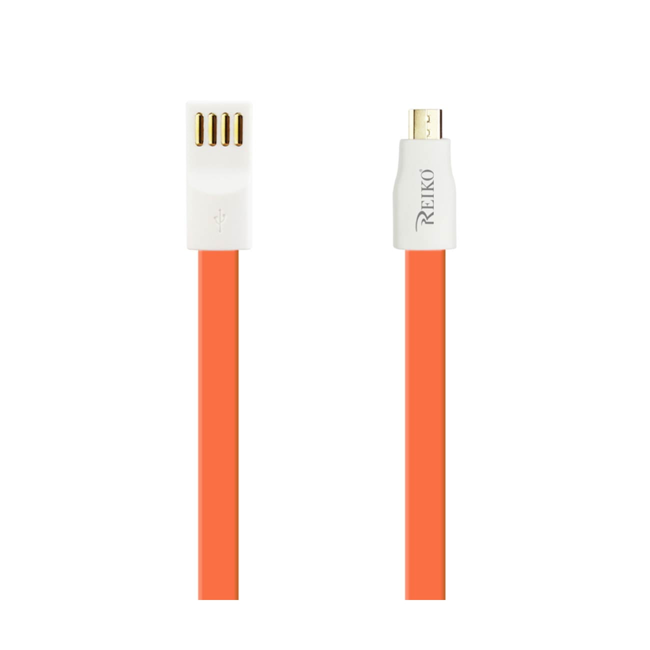 Flat Micro Usb Gold Plated Data Cable 3.9ft With Cable Tie In Orange ...