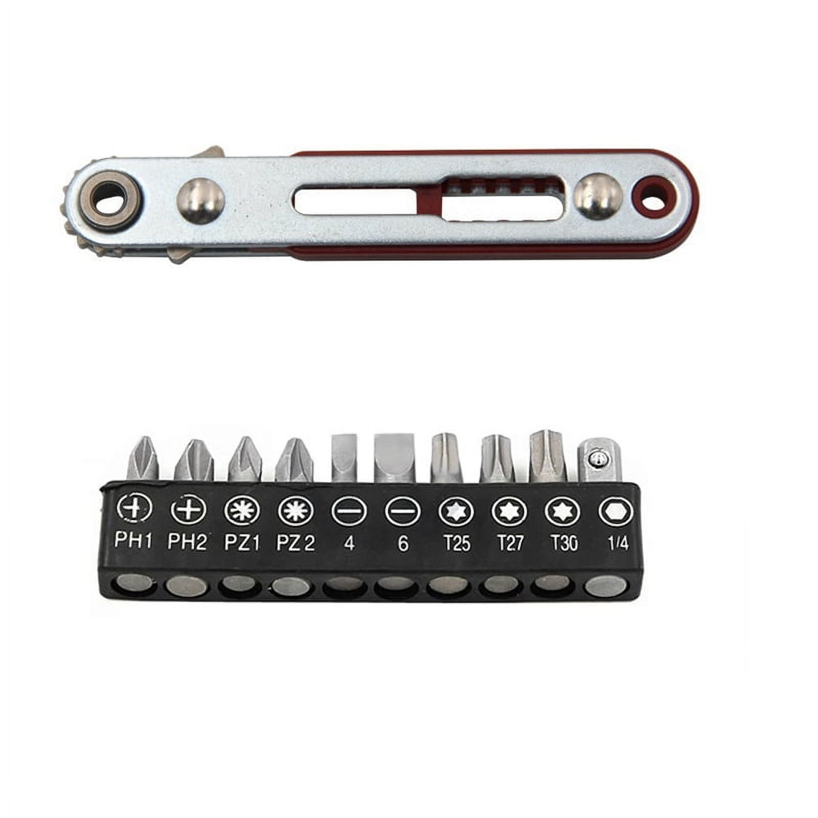 Flat Mini Ratchet Wrench 90 Degree Offset Screwdriver Handle with Bit ...