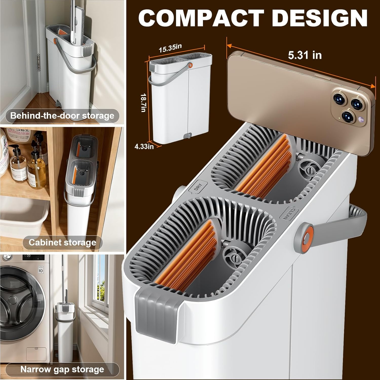 Flat Mop and Bucket System - Mop and Bucket with Wringer Set for Home ...