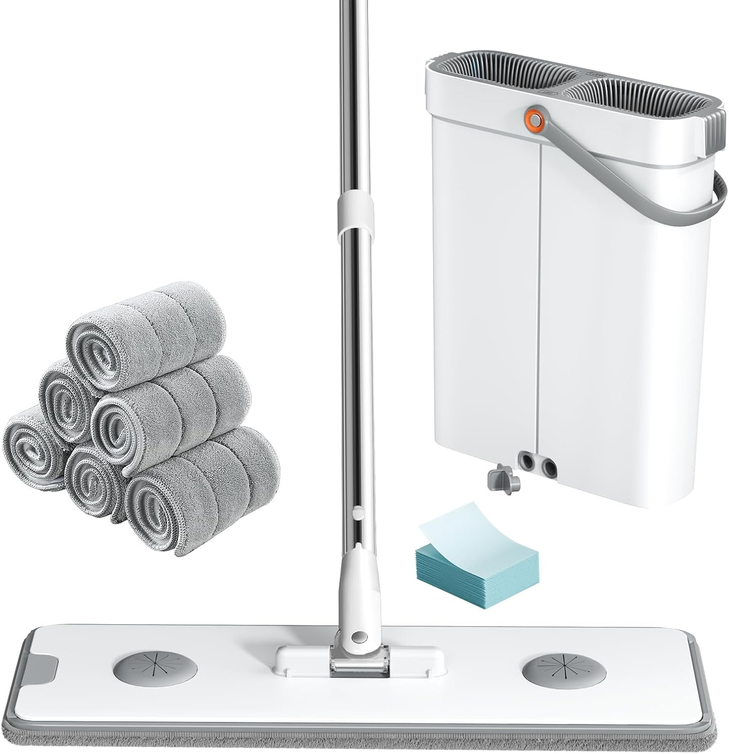 Flat Mop and Bucket System - Mop and Bucket with Wringer Set for Home ...