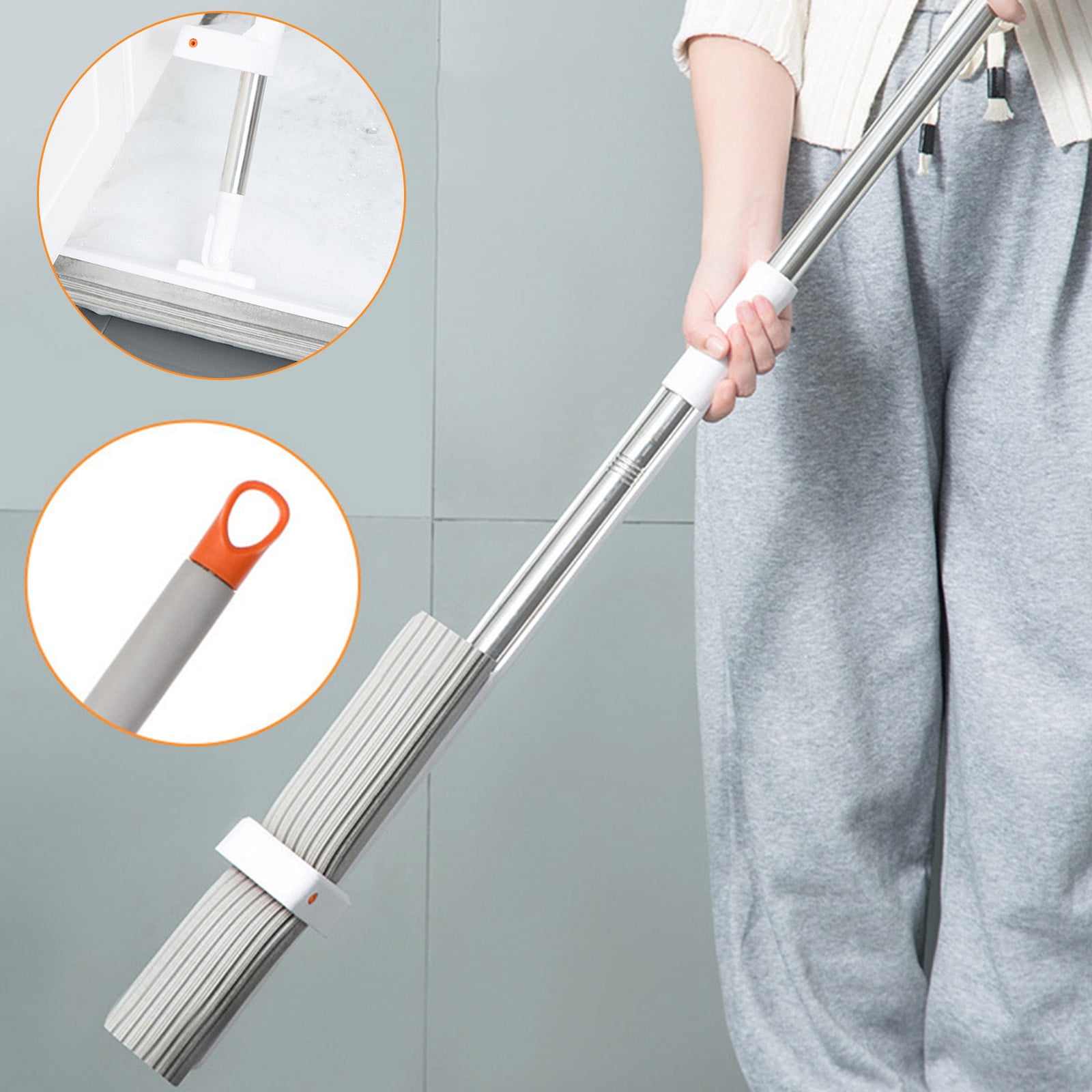 Flat Mop Wet Dry Double Use | Automatic Rebound Glue Head | Hands-Free ...