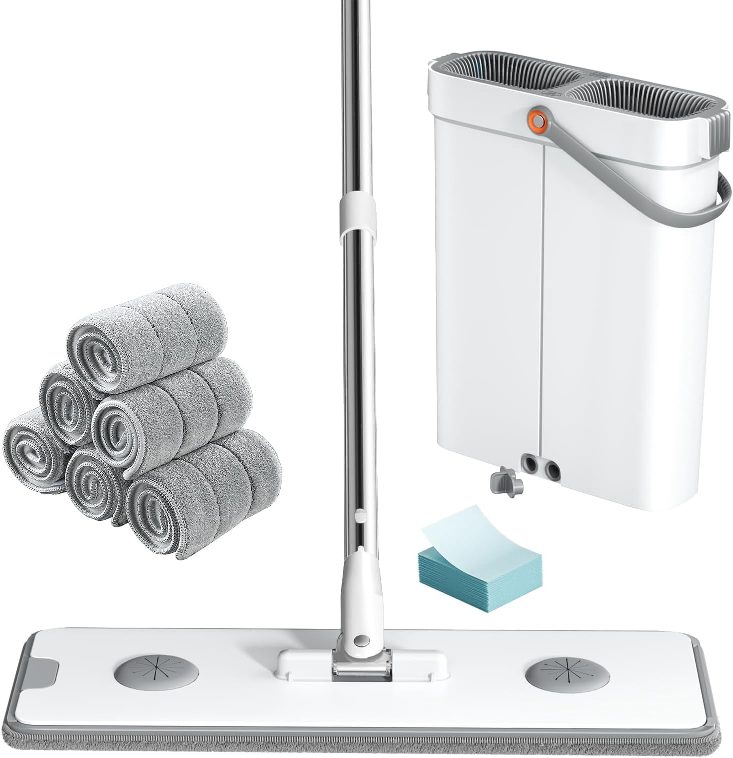 Flat Mop and Bucket System - Mop and Bucket with Wringer Set for | Wet ...