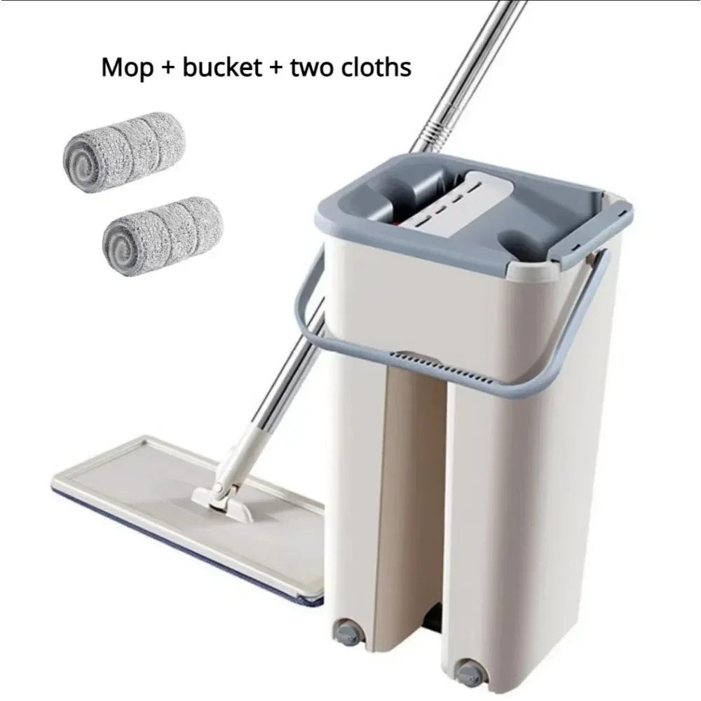 Flat Mop with Ultra-Fine Fiber Head, Rotary Mop Bucket Set and ...