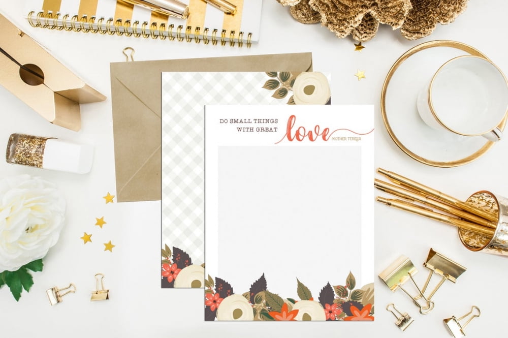 Flat Note Cards Do Small Things Love NEW 10 With Kraft Envelopes 4.25x5 ...