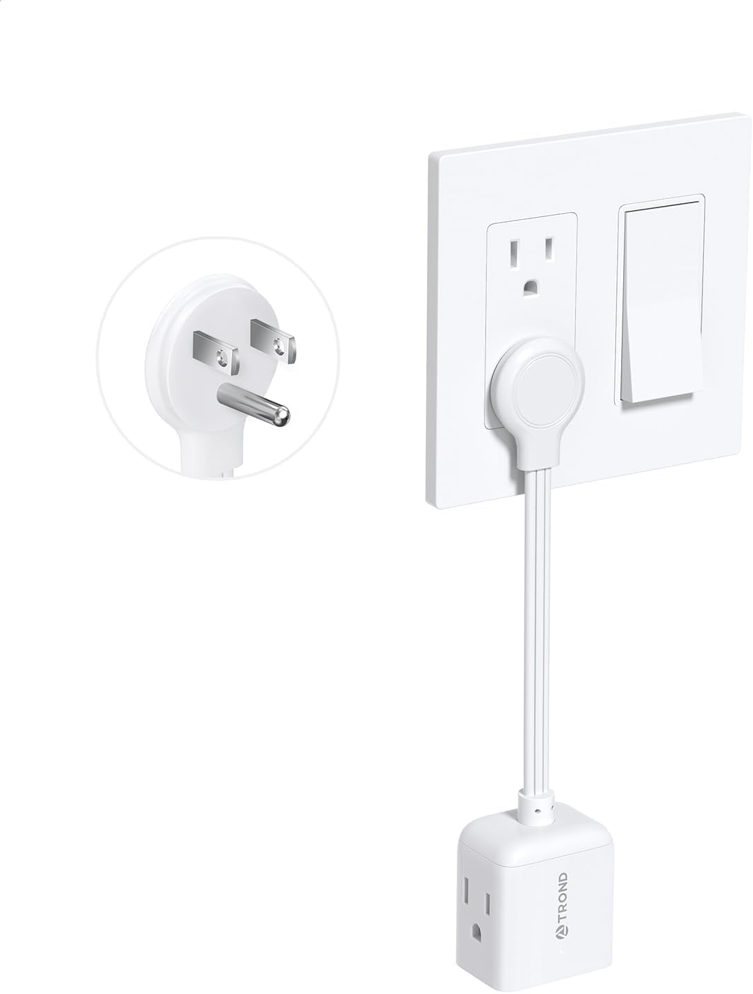 Flat Outlet Extender with 6 Inch Cord - ETL Listed Flat Plug Extension ...