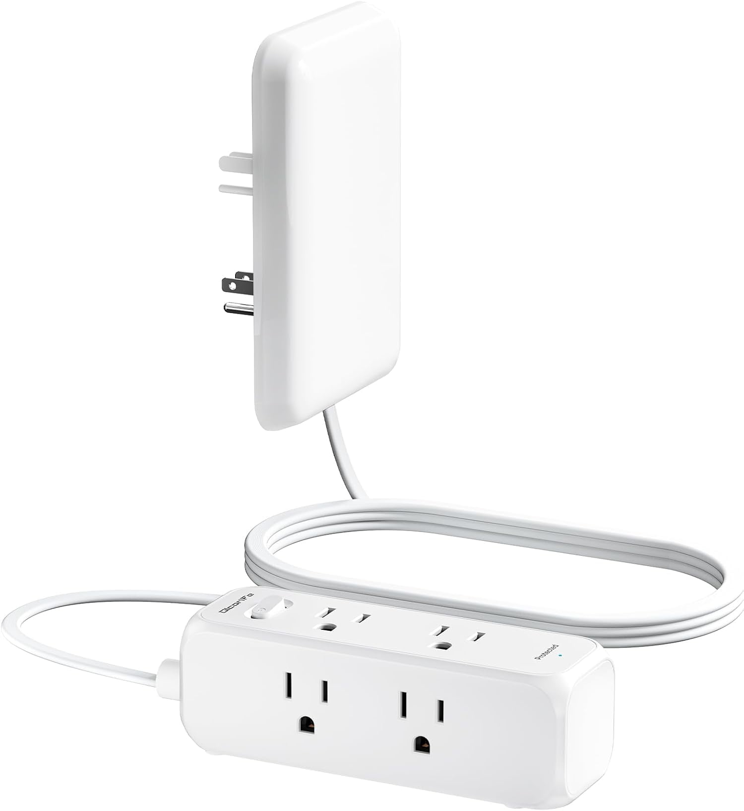 Flat Outlet Extender with Cover, Flat Plug Power Strip with 6 AC ...