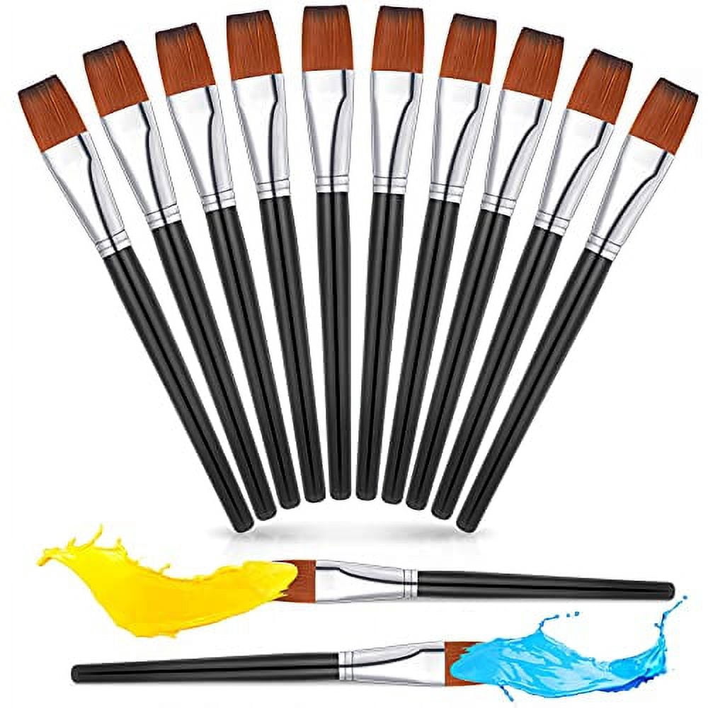 Flat Paint Brushes Watercolor Acrylic Paint Brush Synthetic Nylon Hair ...