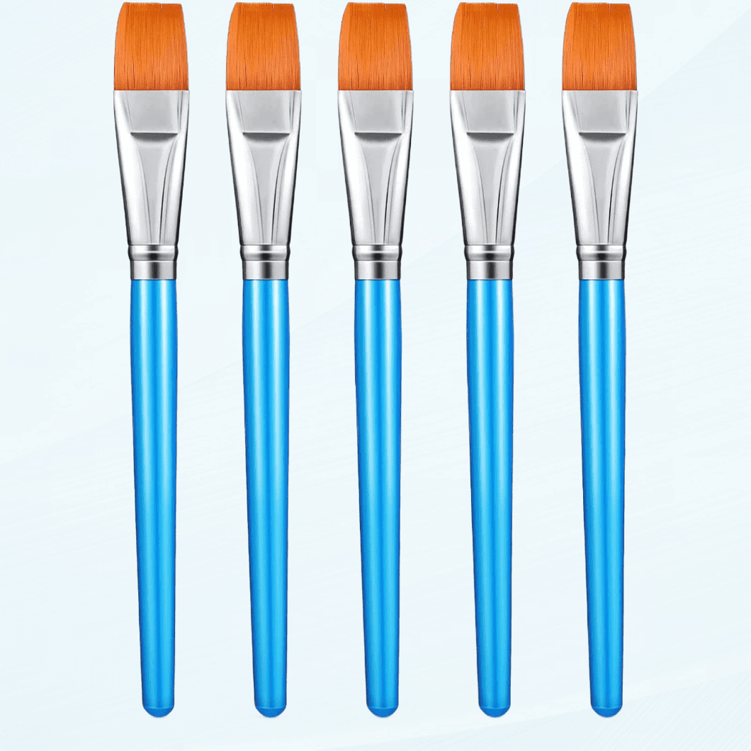 Flat Paint Brushes Watercolor Acrylic Paint Brush Synthetic Nylon Hair ...